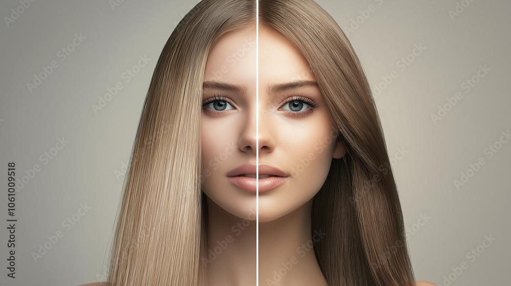 Beauty comparison of woman with different hair colors, straight ...