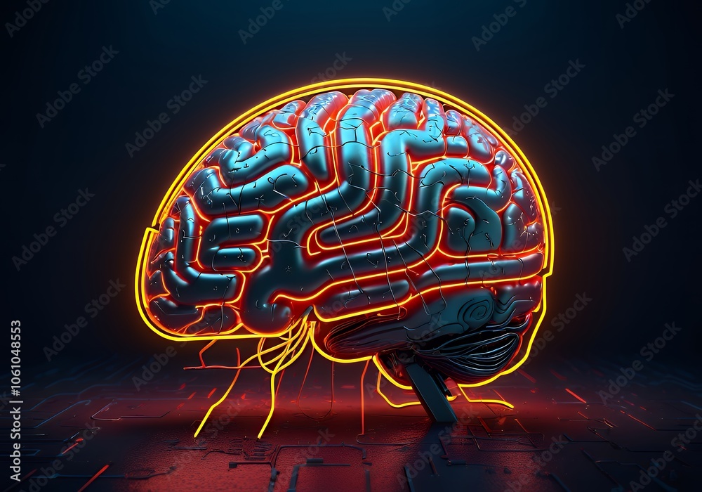 An artistic representation of a brain that’s half human and half ...