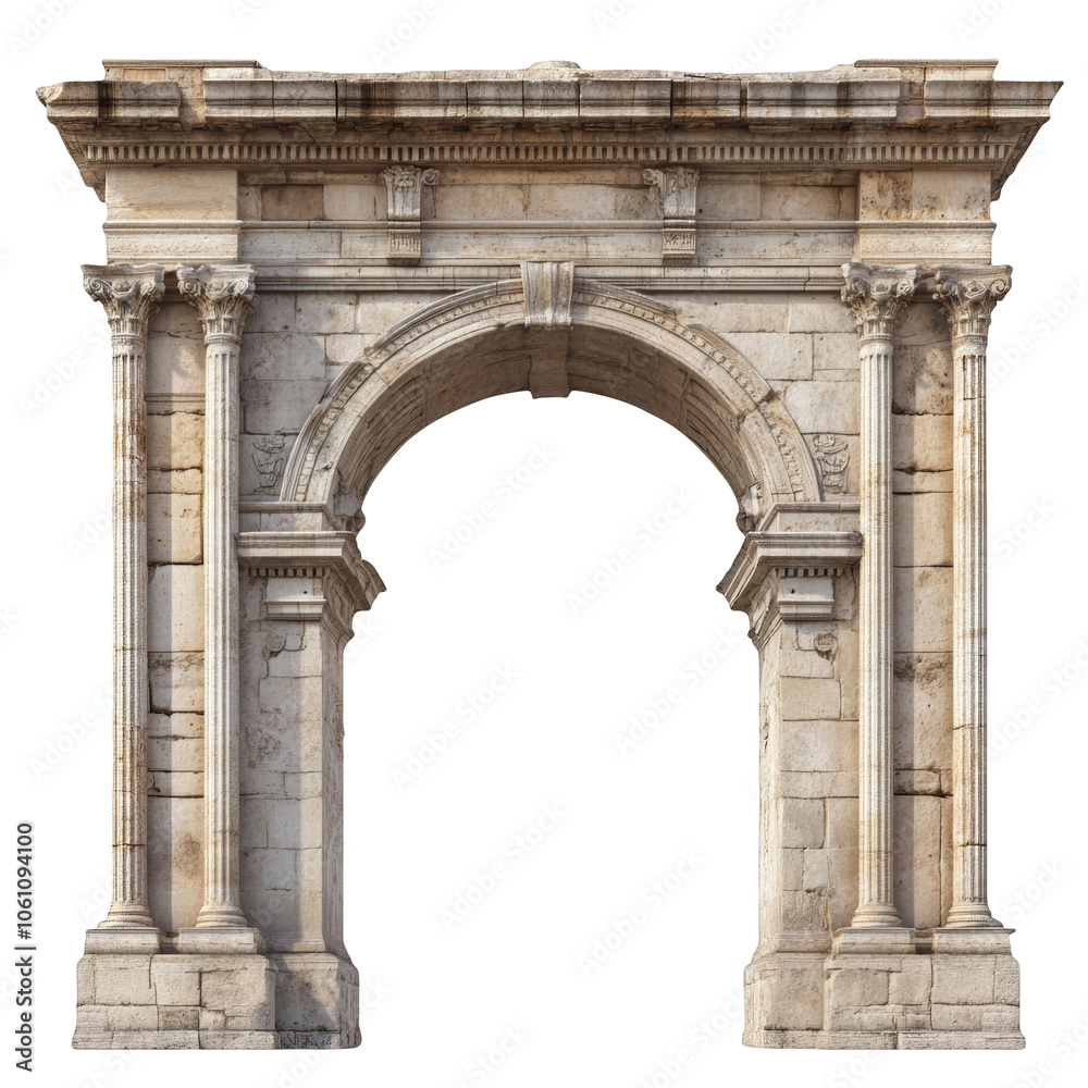 Ancient Roman triumphal arch isolated on Transparency Background with ...