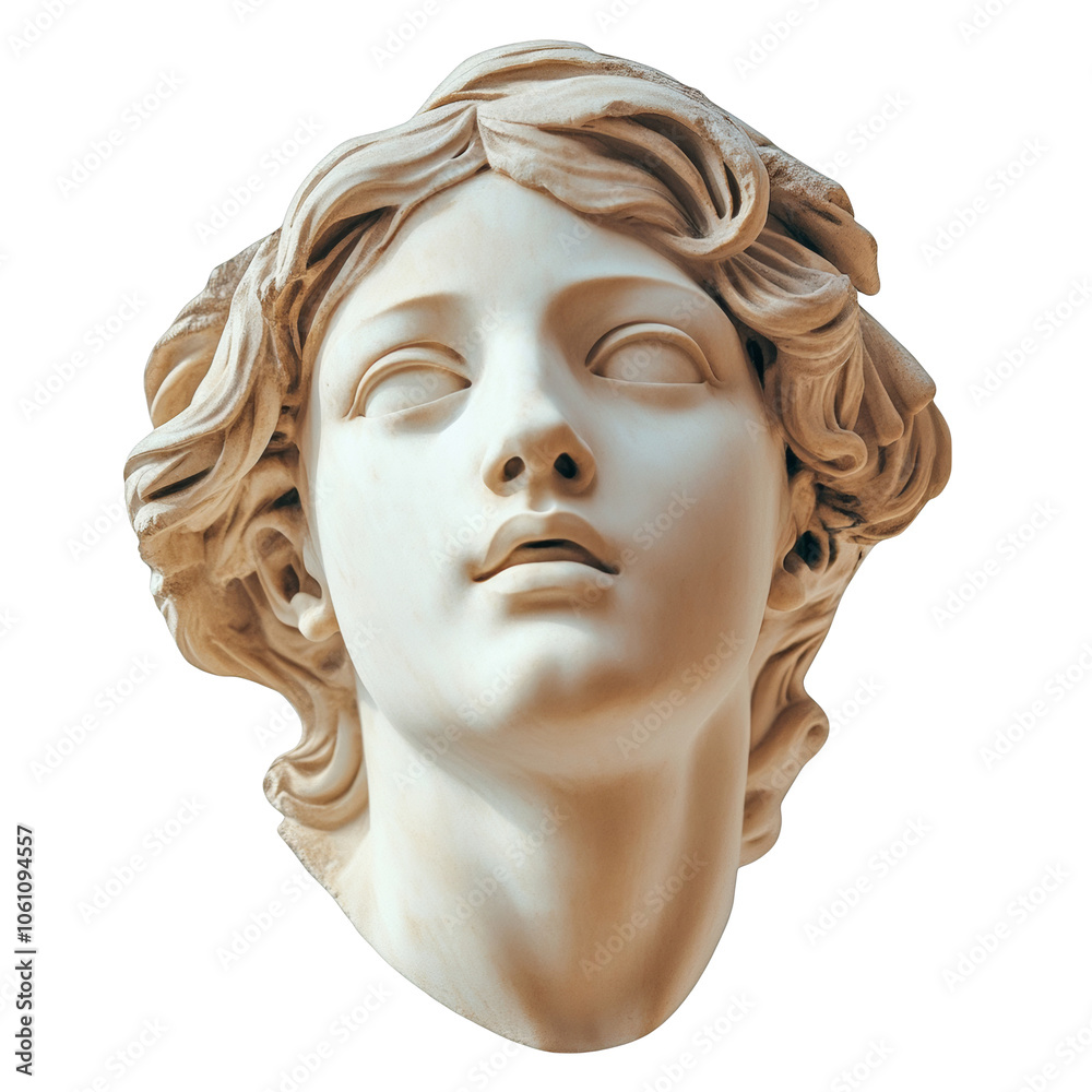 Antique sculpture of a woman face isolated on Transparency Background ...