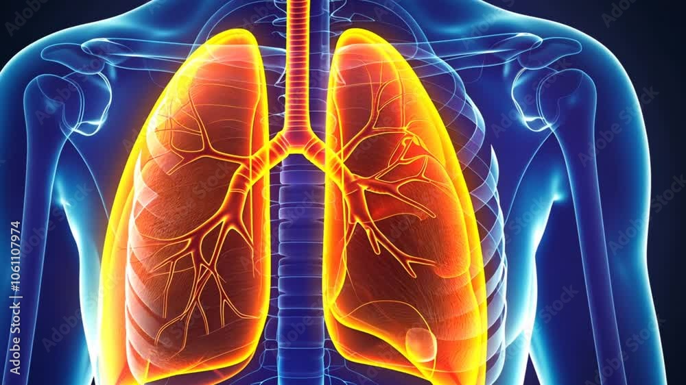 This illustration depicts the human respiratory system, showcasing the ...