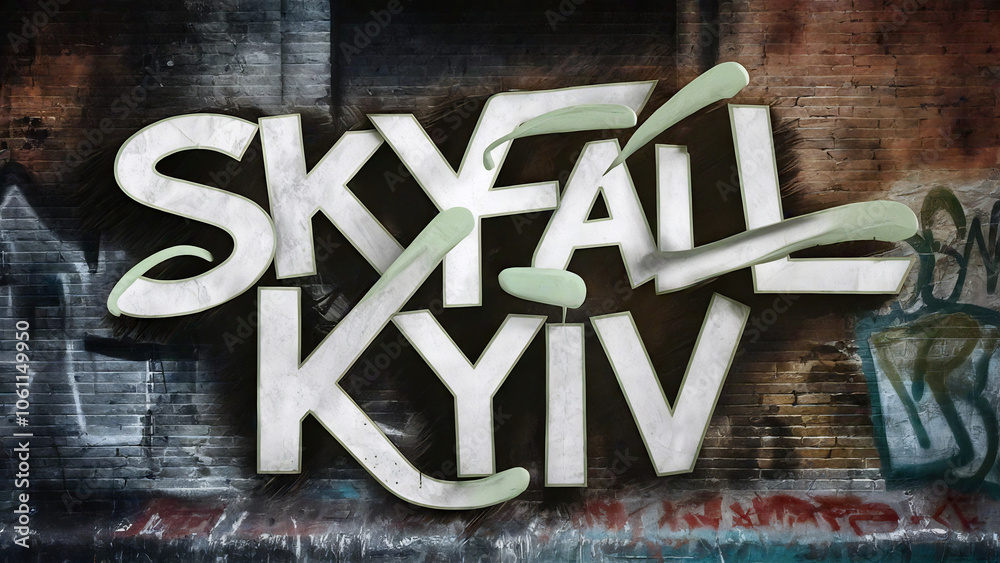 Calligraphy. Lettering. Sketch of graffiti painted with white and blue ...