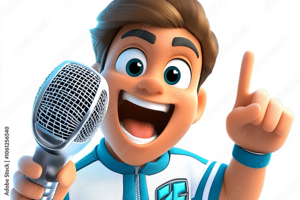 a 2D cartoon illustration of a street singer with a microphone ...