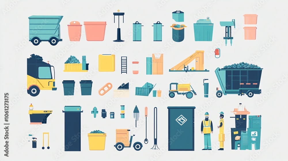 2410_037.waste management infographic elements, diverse trash ...