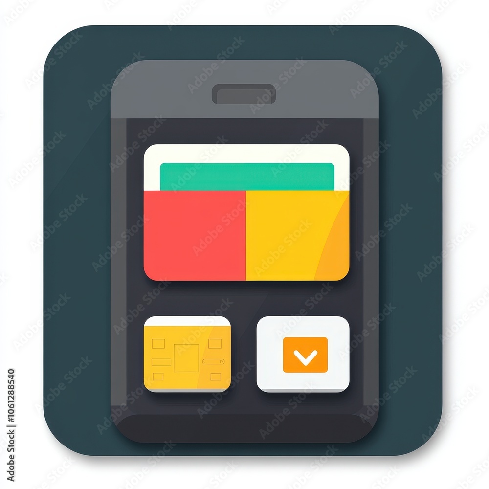 This image features a modern and simple mobile payment app icon concept ...