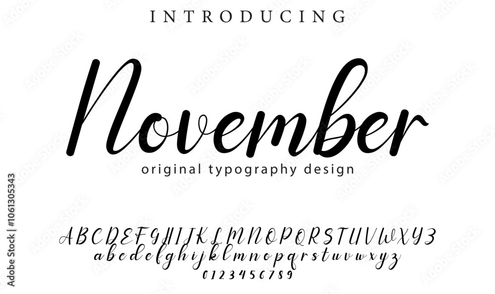 November Font Stylish brush painted an uppercase vector letters ...
