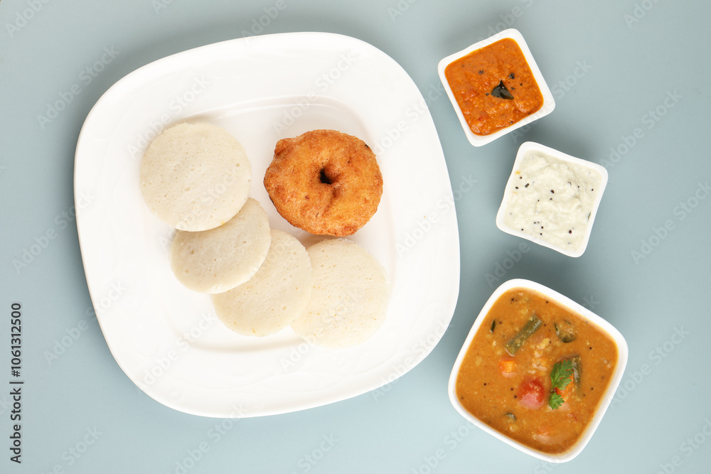 Idli vada with sambar ,sambhar also called medu wada South Indian ...