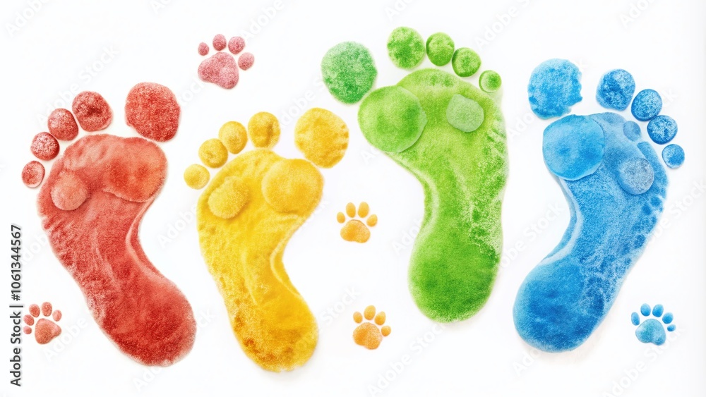 Adorable Children's Footprints on White Background - Cute Human Feet ...