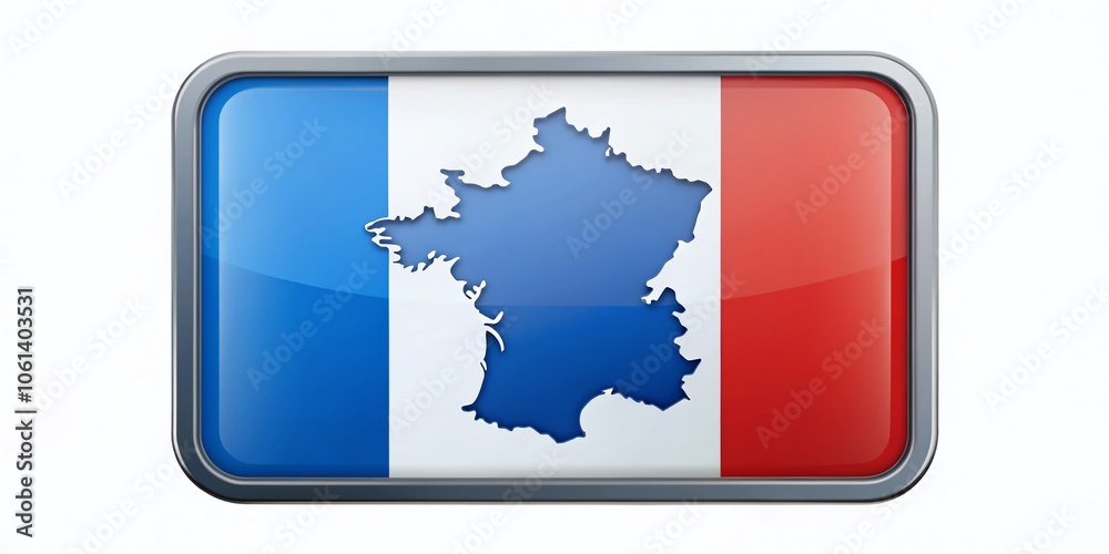 France Map Icon Isolated on White Background, Blue Icon Set ...