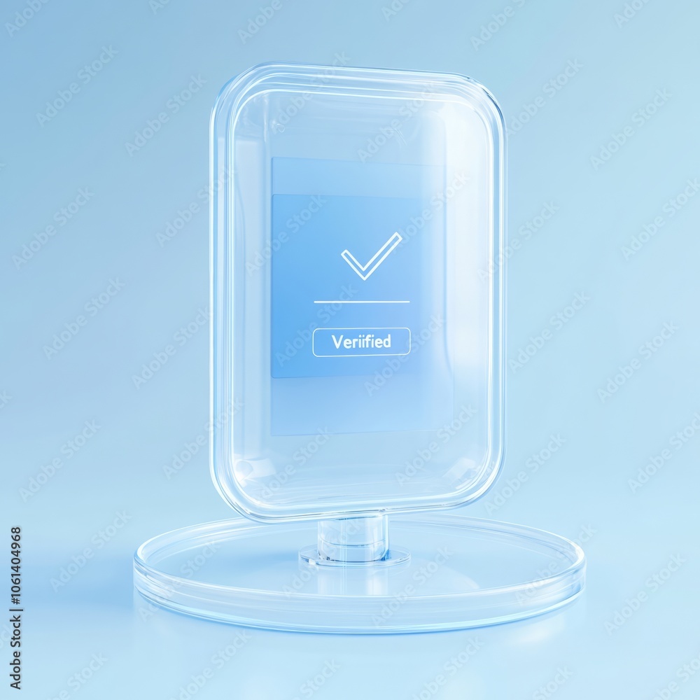 Clean 3D Visualization of a Digital Device Displaying a Verification ...