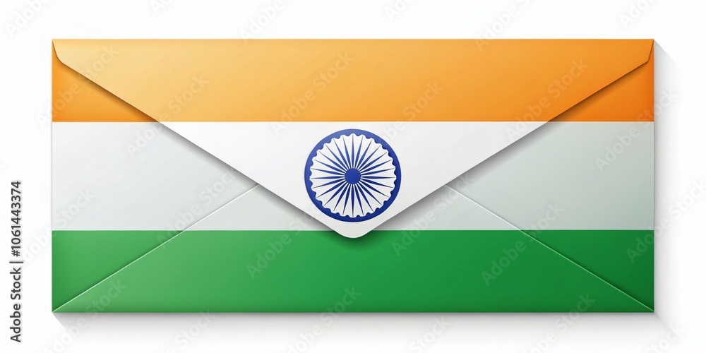 Minimalist Envelope Design with India Flag Theme, Isolated PNG Image ...