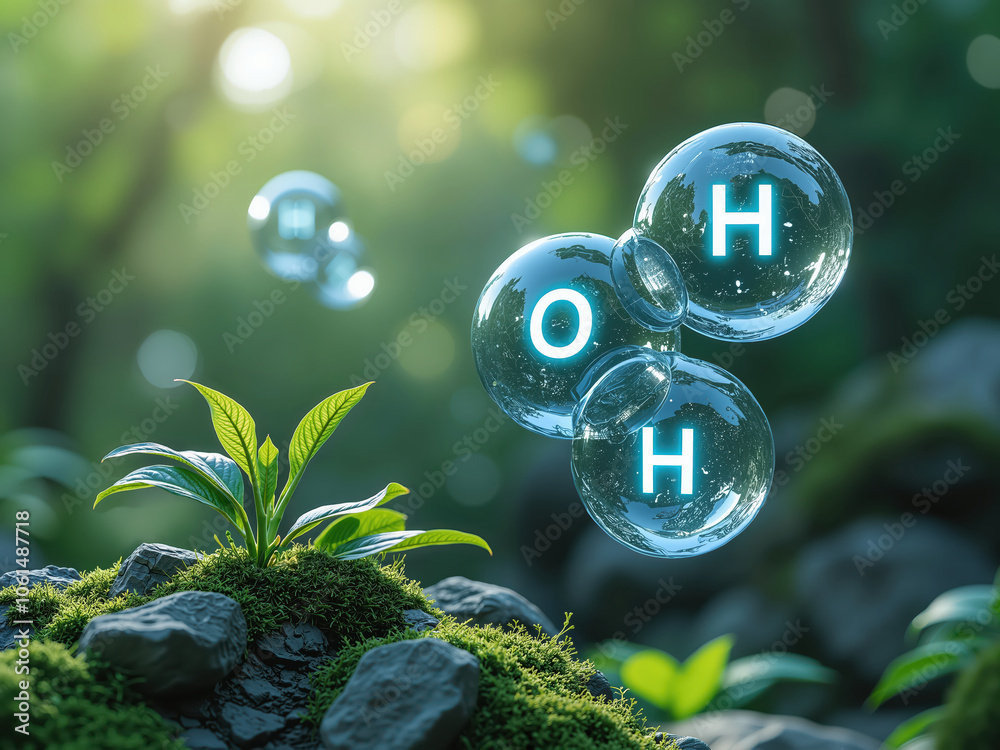 Water or Hydrogen Dioxide Molecule Structure in Ecosystem ...