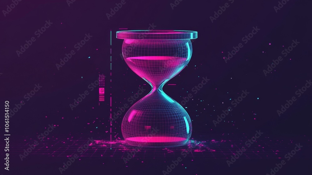 Mesmerizing hourglass illustration featuring neon colors that embody ...