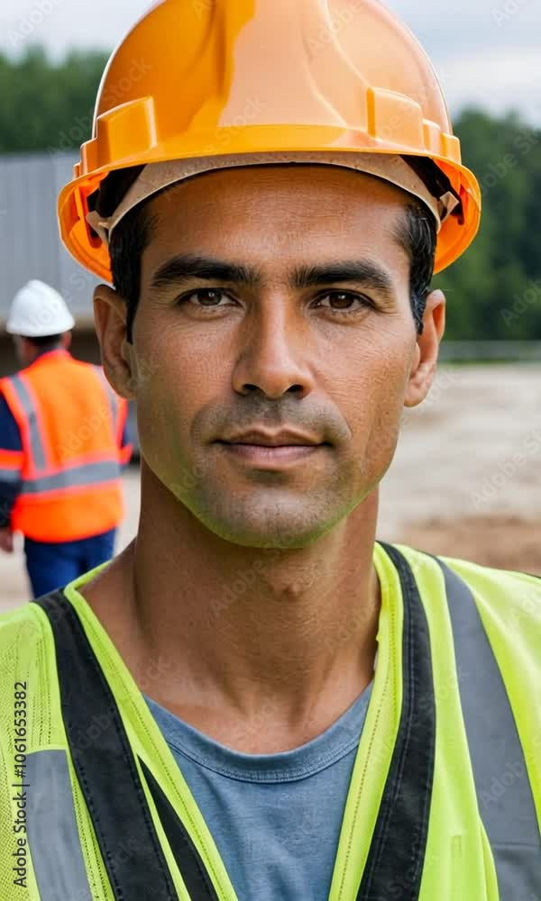 looking lmet man worker construction camera man men at work ...