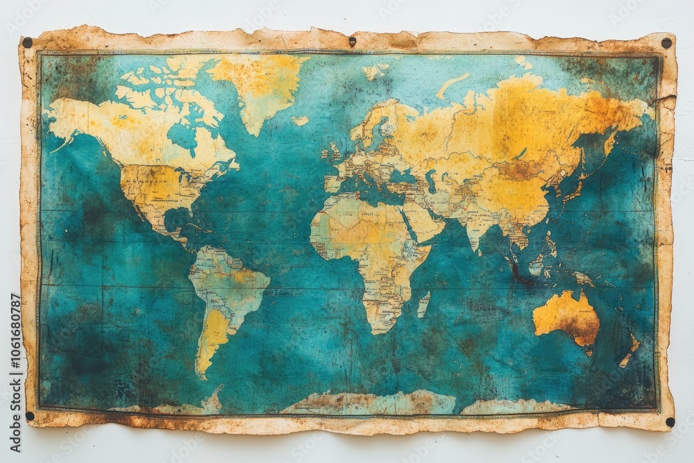 Old political world map showing countries and continents Stock ...