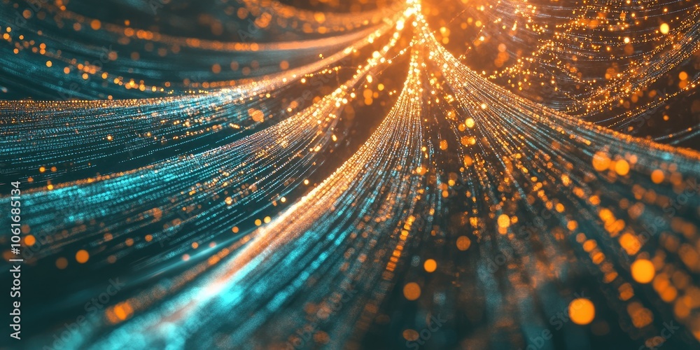 An abstract visual representation of big data, where streams of light ...