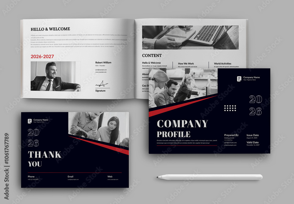 Company Profile Layout Landscape Stock Template | Adobe Stock