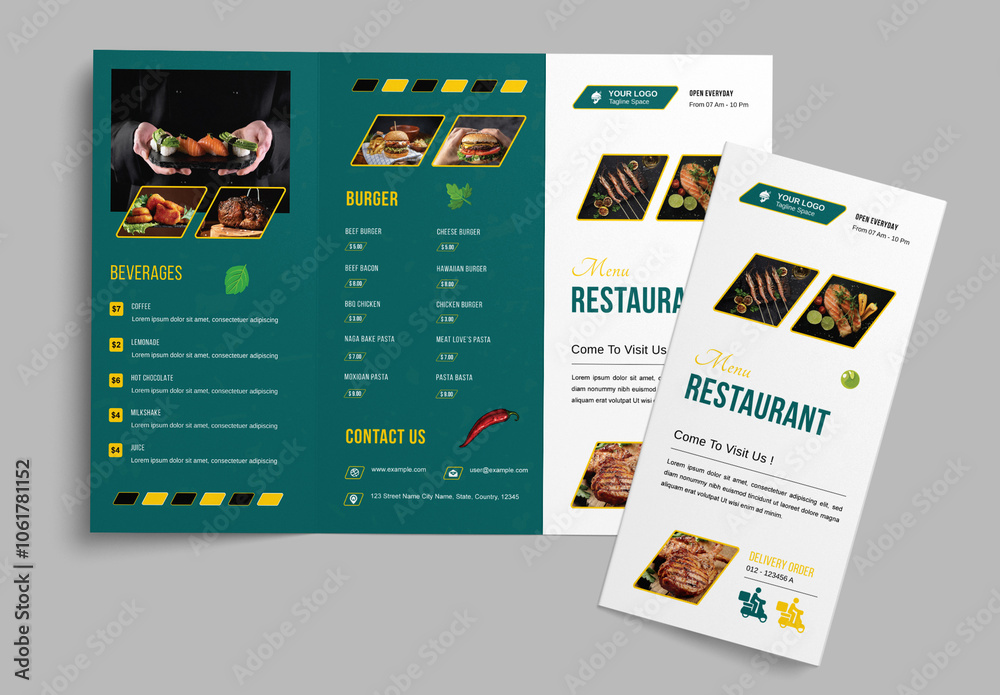Restaurant Menu Trifold Brochure Stock Template | Adobe Stock