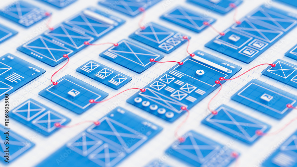 UX UI flowchart connection node graphic designer creative planning ...