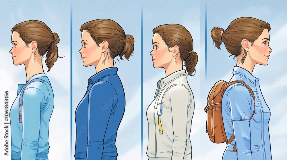 Woman s Posture Guide Correct and Incorrect Backpack Carrying ...