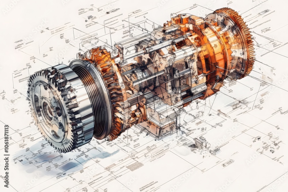 A detailed exploded diagram of a machine's differential gear assembly ...