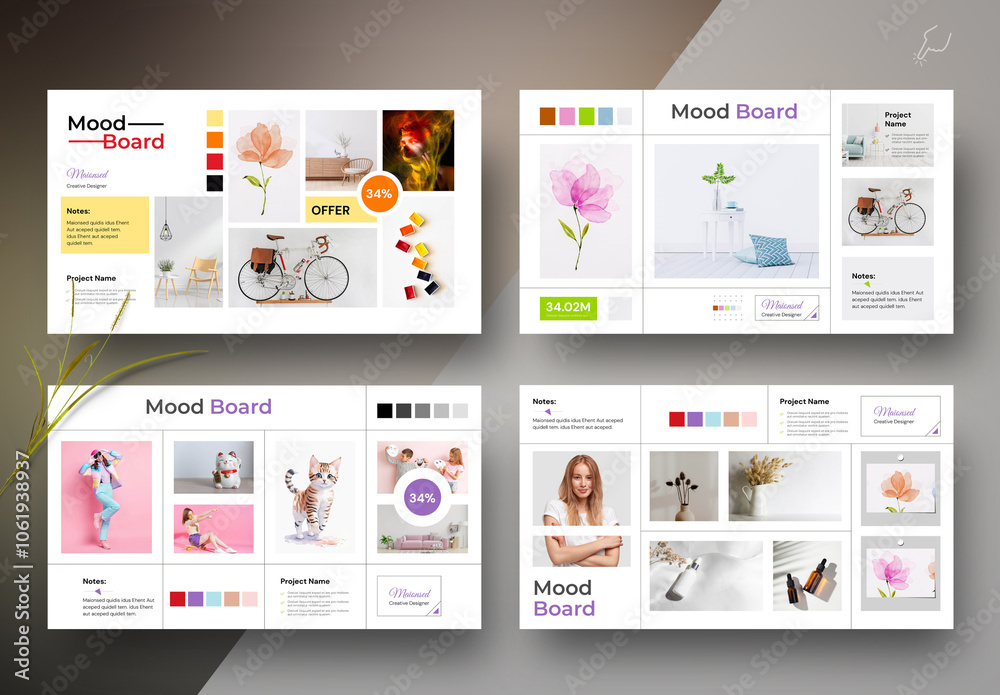 Easy Moodboard Layout With Dark & Light Accents Stock Template | Adobe ...