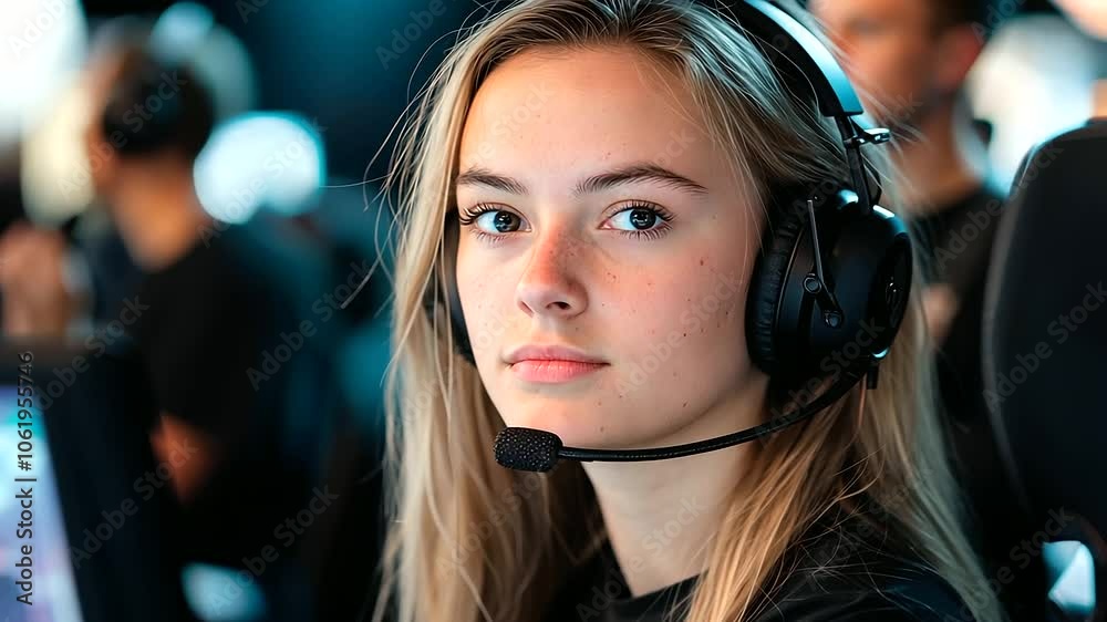 Female Gamer with Gaming Gear and Screen Setup in eSports Stock Video ...