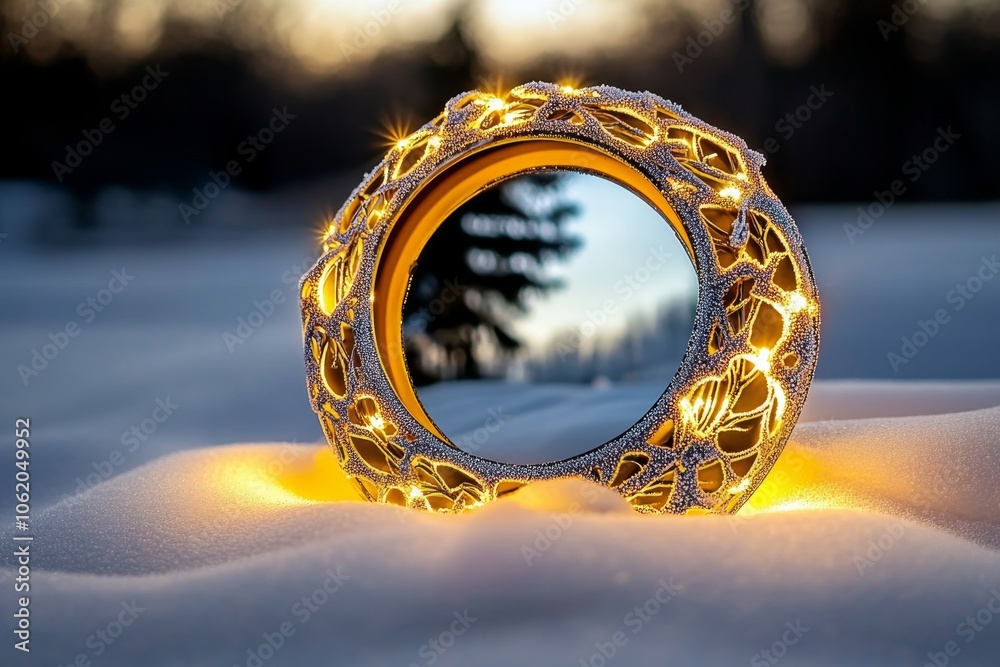 Fantasy-inspired frost on an enchanted mirror with magical ice patterns ...