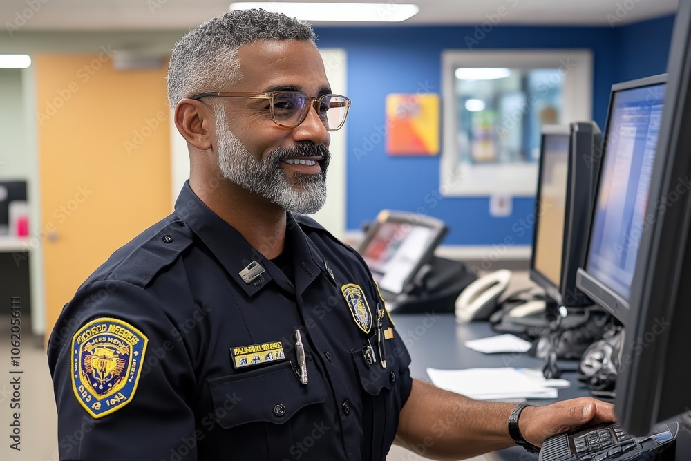 Police officer explaining bail terms to a family member at the station ...