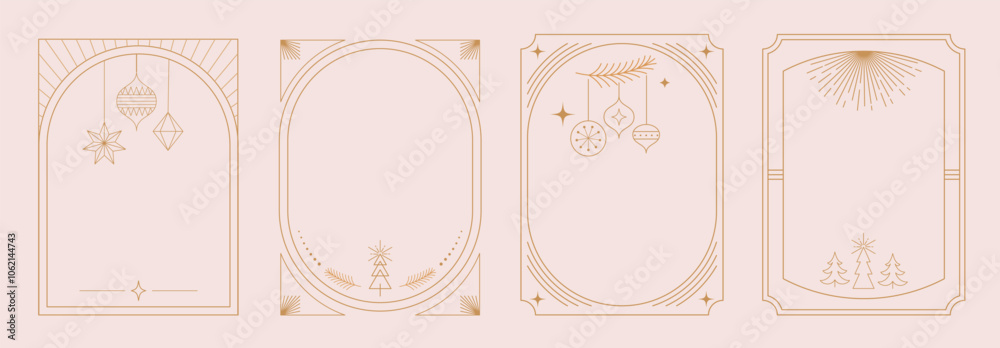Christmas Art deco frames, Merry Christmas, invitations set. Collection ...