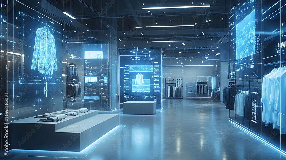 modern fashion retail store featuring digital twin technology ...