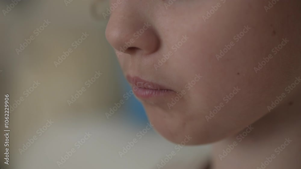 Close-up Girl Enjoying Eating Chips. Kid Eating Unhealthy Potatoes ...