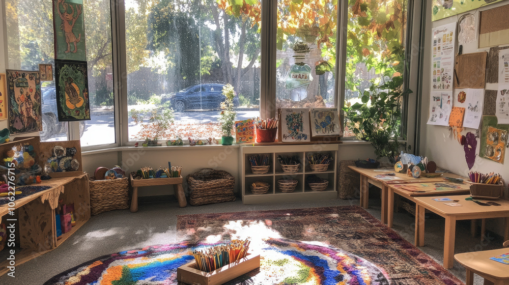 Feature different interactive zones like a reading corner with picture ...