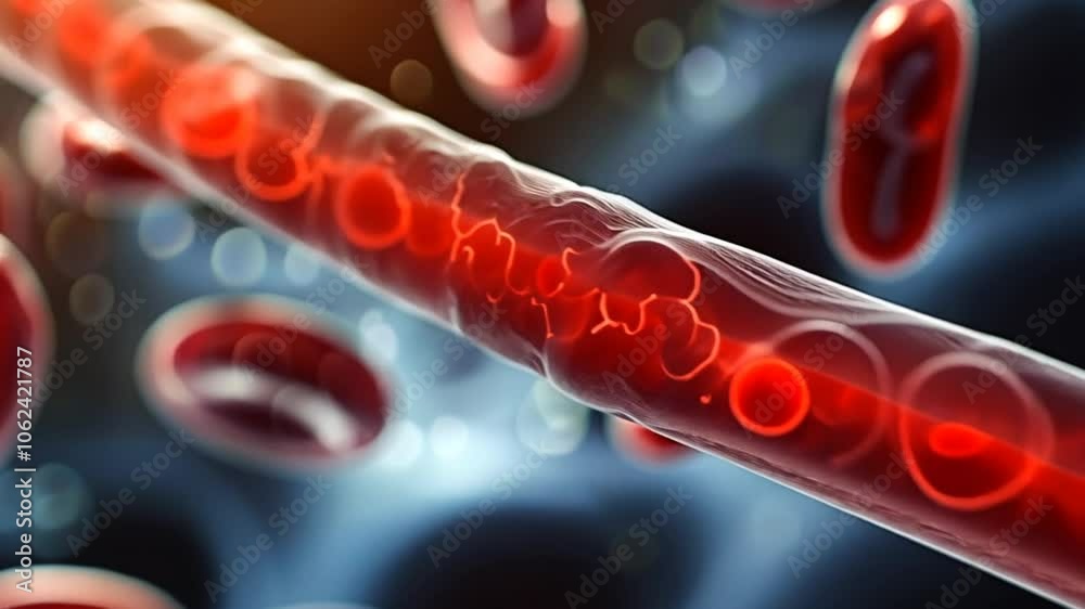 This visual highlights red blood cells navigating through a blood ...