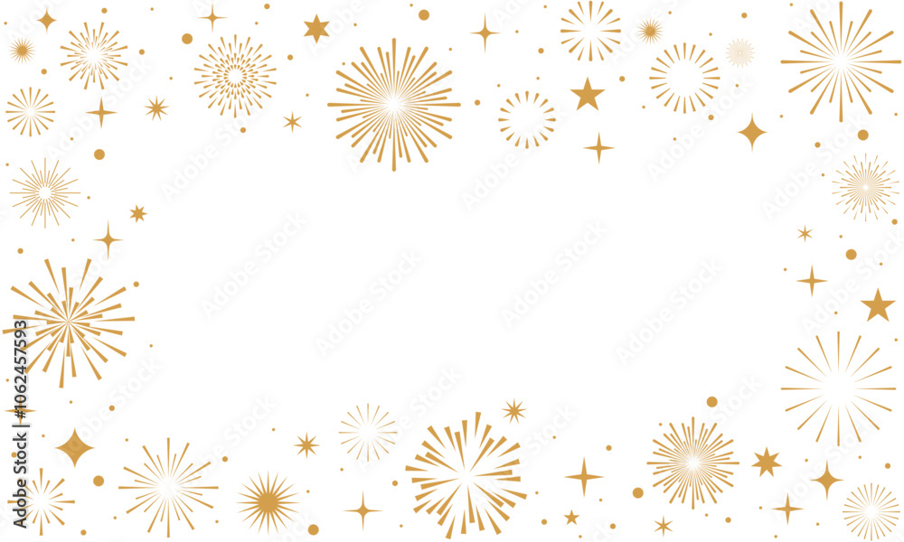 Fireworks background, gold fireworks vector border, frame Stock Vector ...