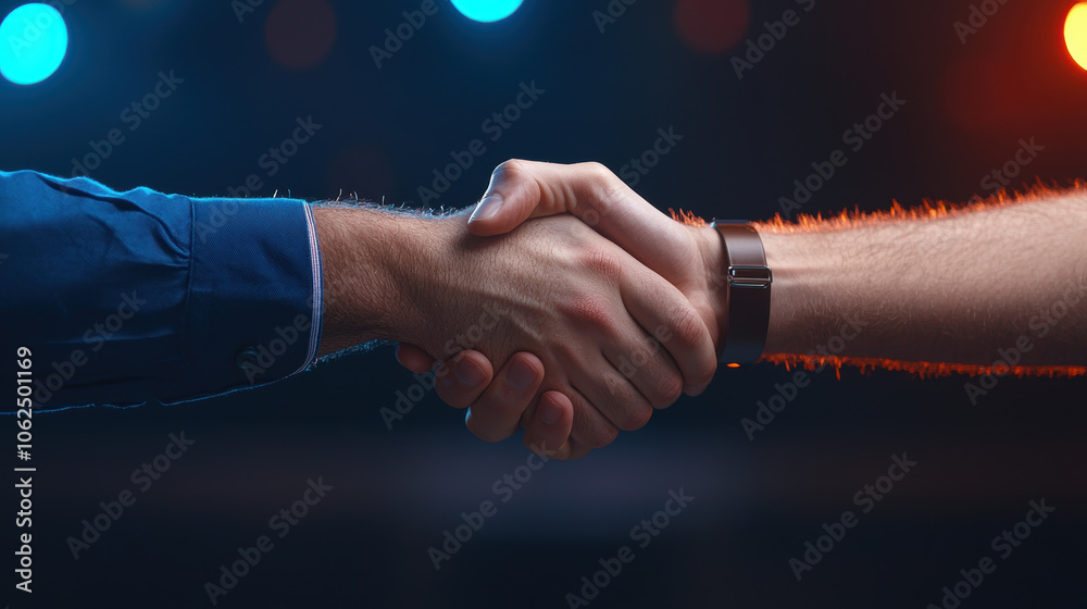 Close up of handshake symbolizing agreement and partnership, showcasing ...