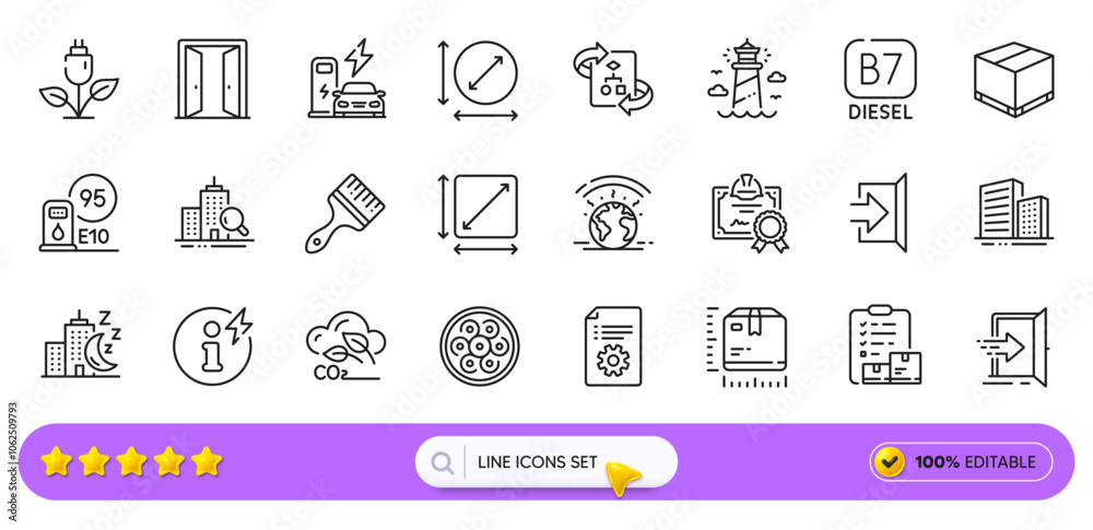 Co2 gas, Entrance and Circle area line icons for web app. Pack of ...