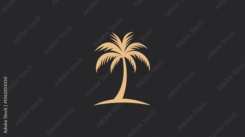 A simple and elegant palm tree silhouette logo, designed as a clean and ...