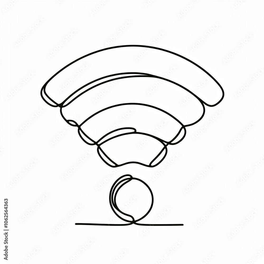 The Artwork Features A Simple Black And White Line Drawing Illustrating A Wi Fi Signal Above A