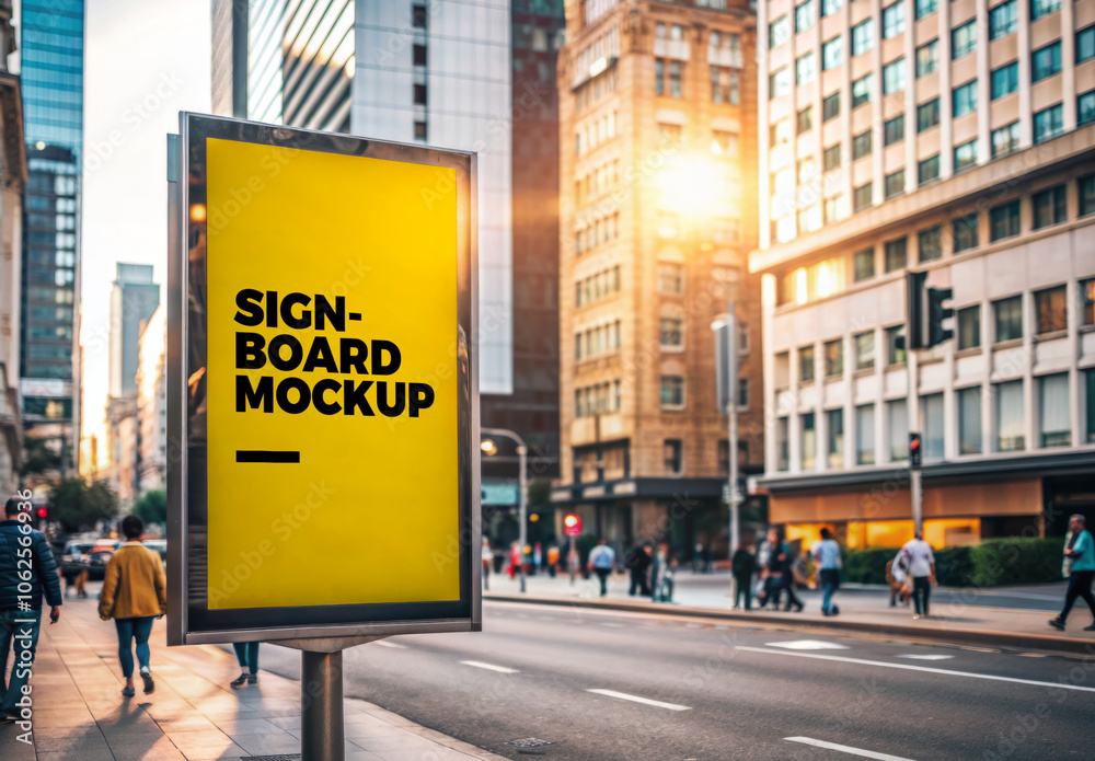 Standing Signboard Mockup Template with Gen AI Stock Template | Adobe Stock