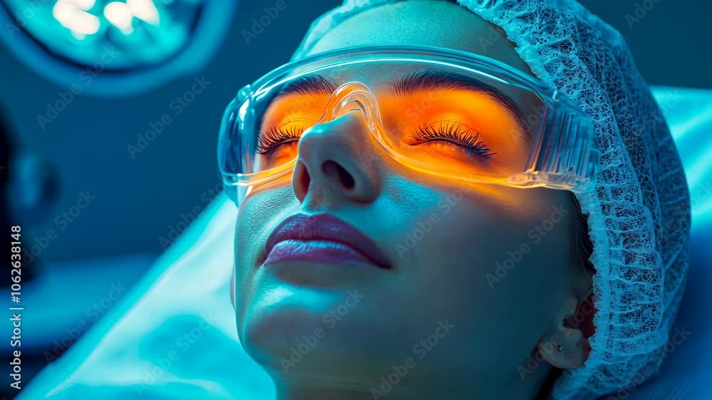 Woman Receiving Light Therapy Treatment, phototherapy, light treatment ...