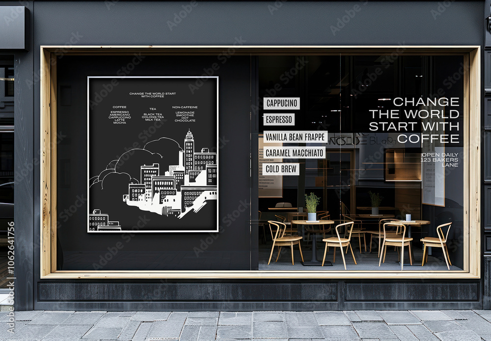 Storefront Glass Window And Sign Mockup With Generative AI Stock ...