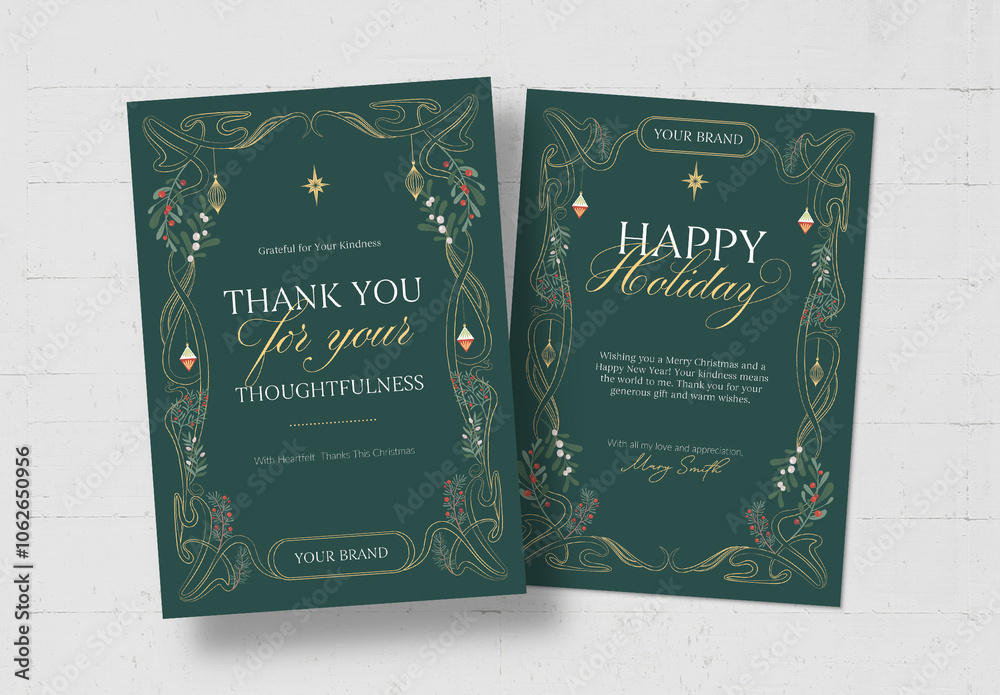 Christmas Thank You Card Template Stock Template | Adobe Stock