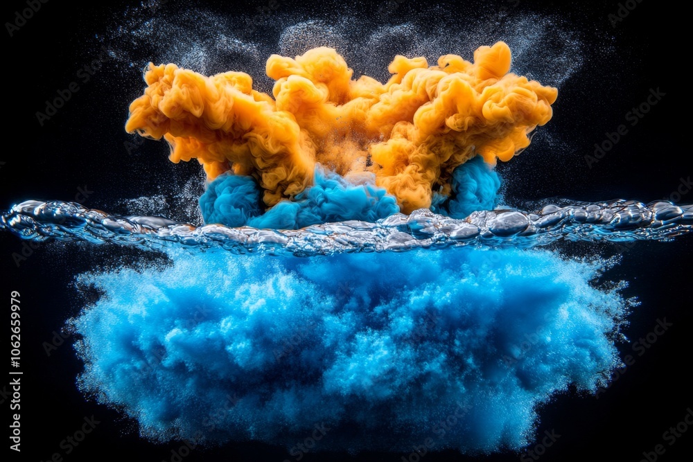 Ink spreading on water with soft, flowing patterns, capturing the fluid ...