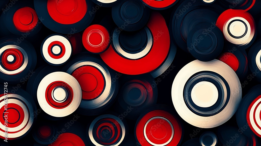 A pattern of abstract peppermint circles in assorted sizes on a ...