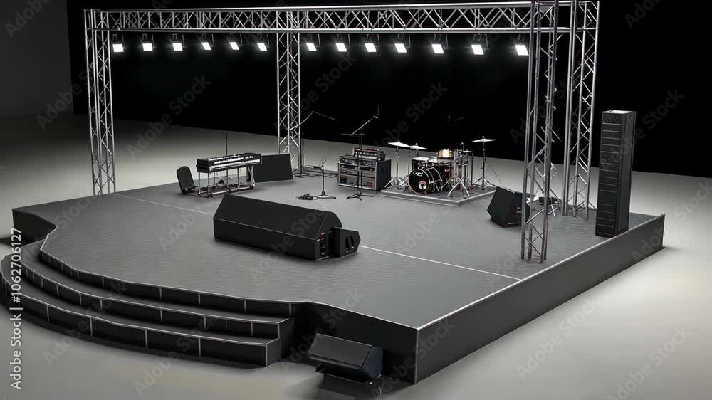 Modular concert stage, with components that can be easily reconfigured ...