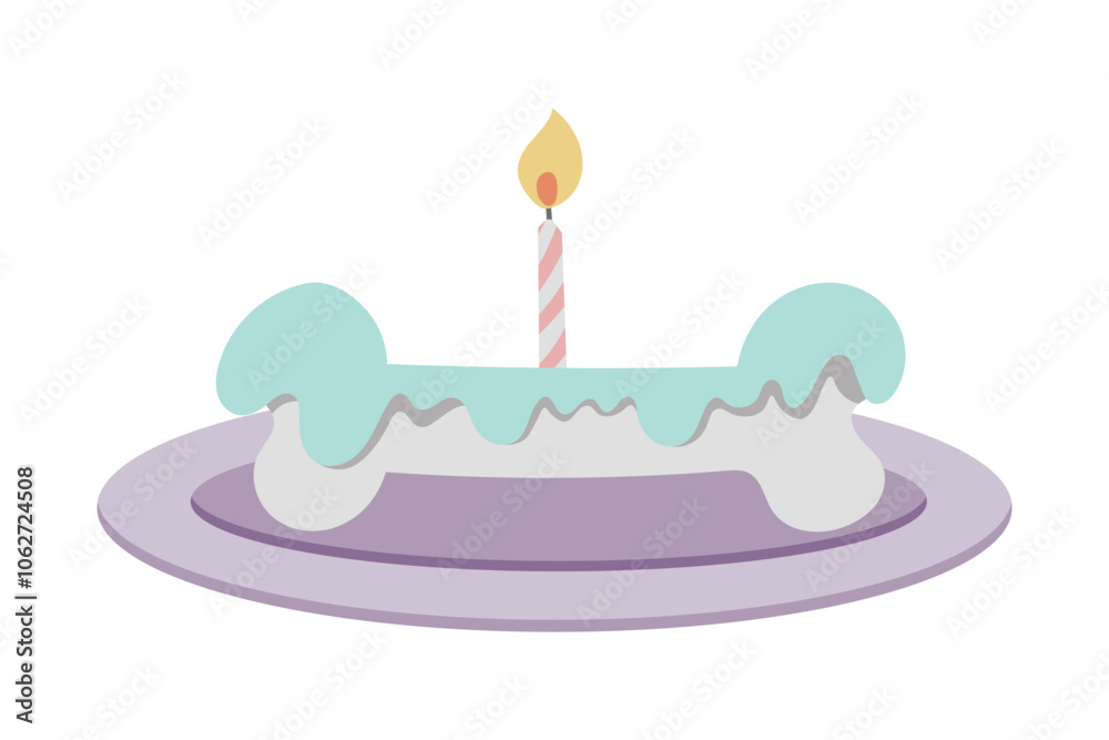 Dog birthday cake flat design. Dog party Icon in vintage style Stock ...