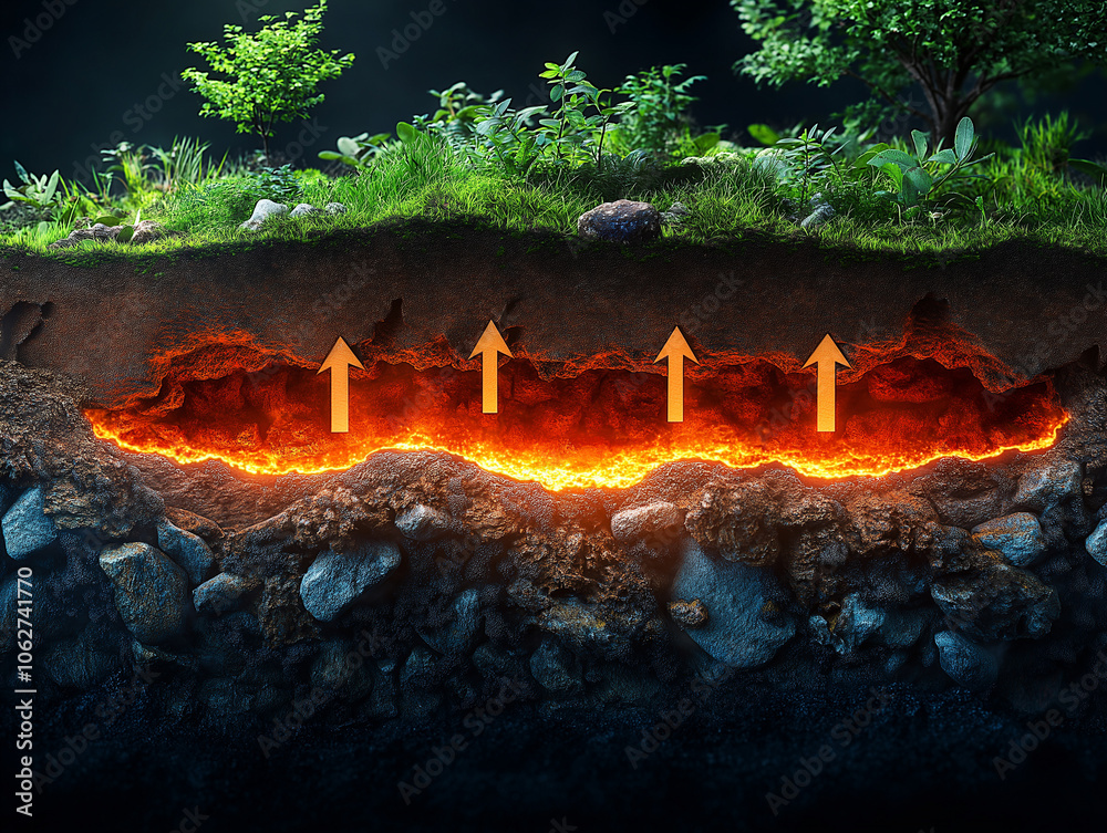 Graphic Background Illustration Cross section showing arrows, showing ...