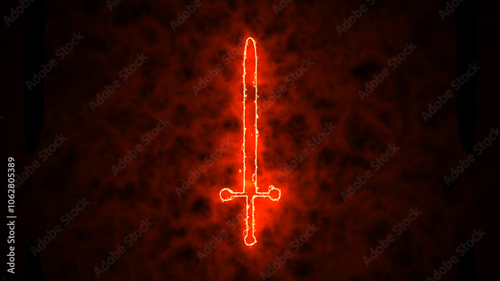 Gorgeous fire sword icon. tuning Icon of a Fiery Sword with Blazing ...