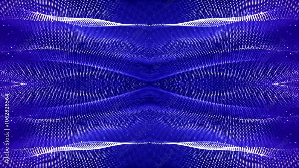 Experience a mesmerizing symmetrical VJ loop featuring glowing blue ...